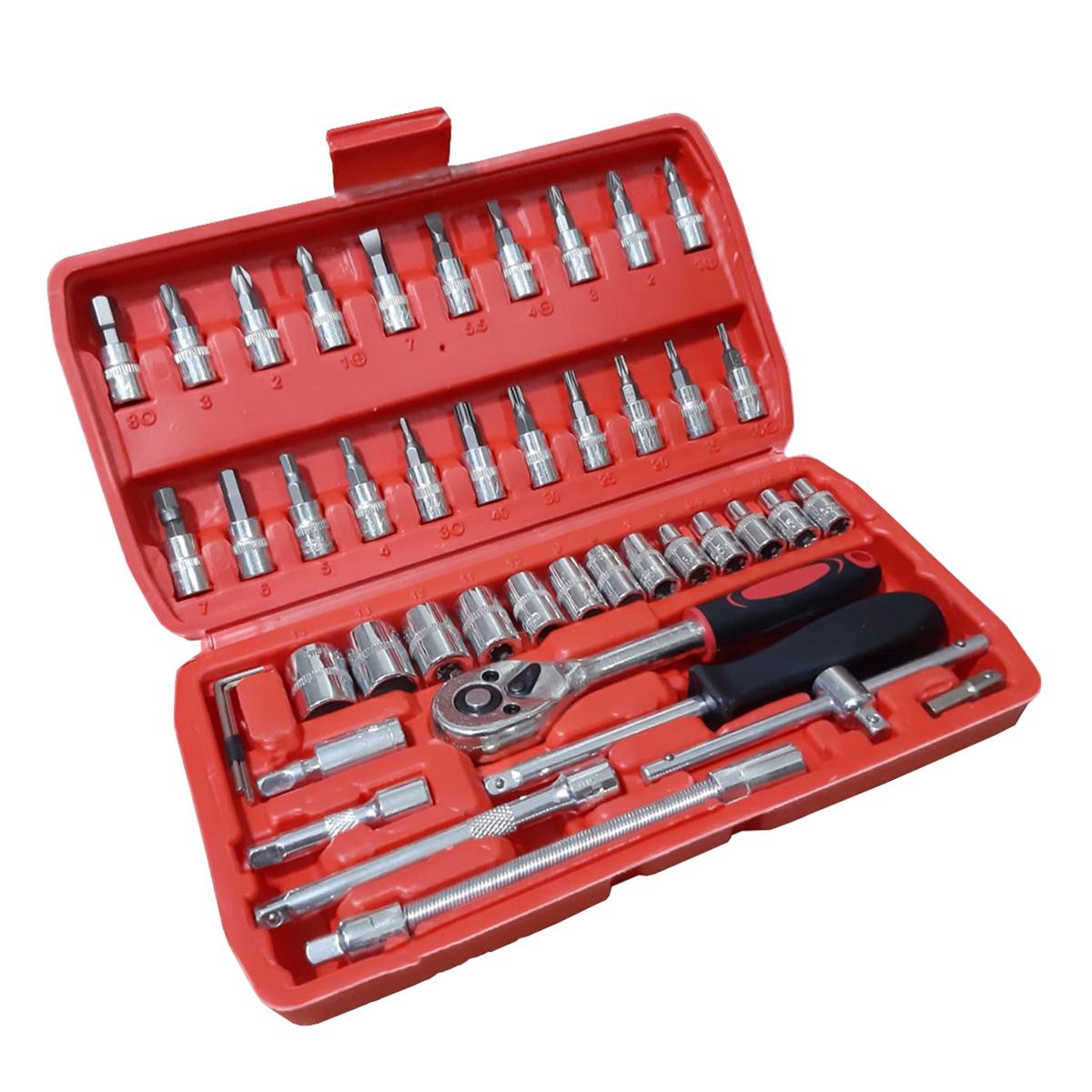 BMS - KAPUSI 46 PCS SOCKET SET 1/4 INCH - Obeng Kunci Sok Sock Shock Motor | Lazada Indonesia