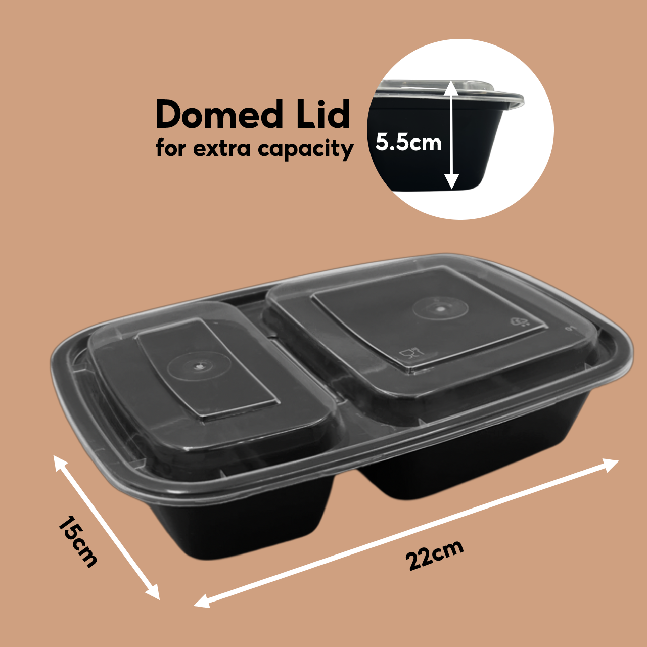[Ready Stock SG] [50sets] 2 Compartment Disposable Plastic Lunch Box ...