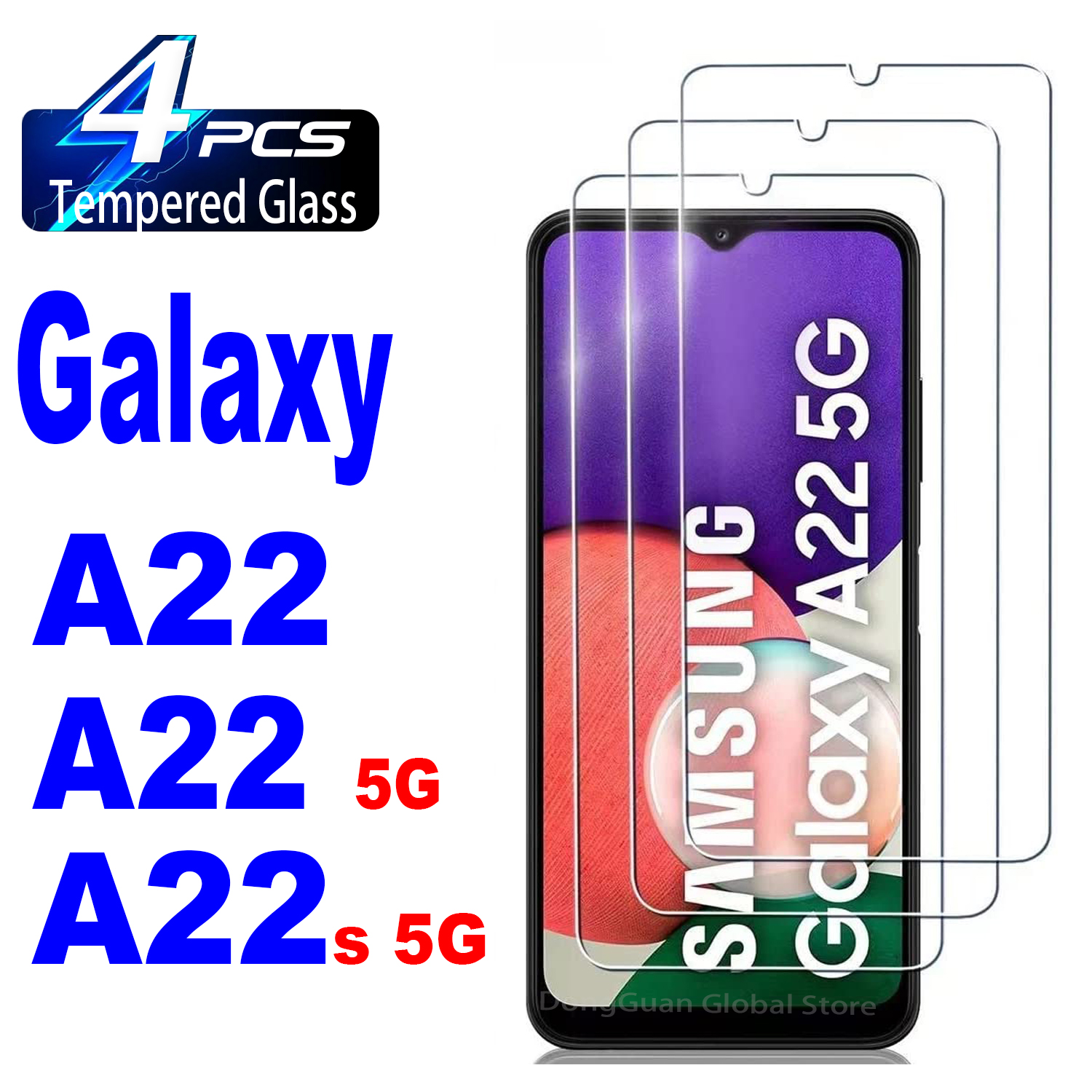 Huangdian Fashion 2/4Pcs Tempered Glass For Samsung Galaxy A22 A22s 5G ...