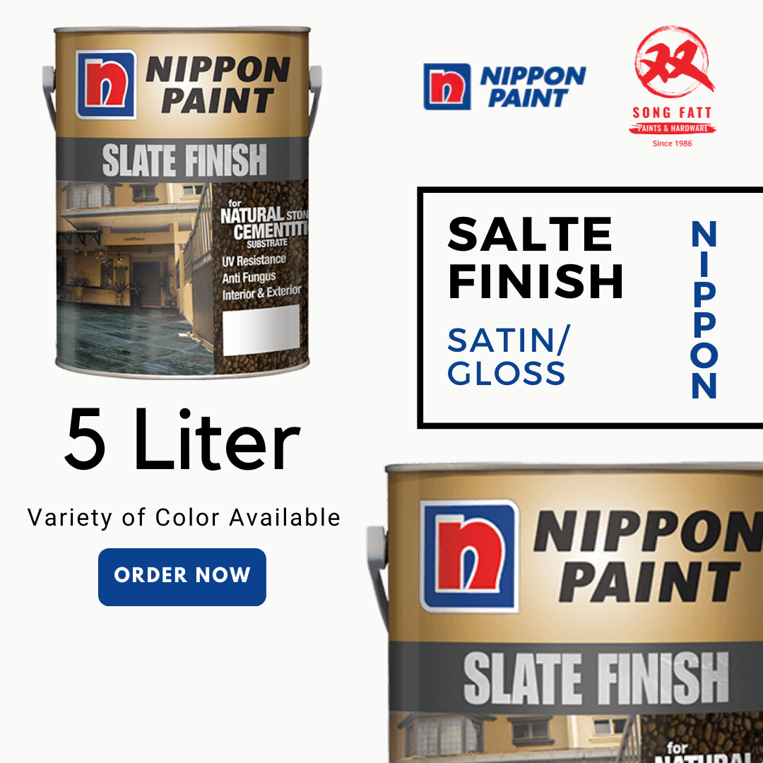 Nippon SLATE FINISH (GLOSS/SATIN) 5L Acrylic Clear/Cat Batu Bata/Pebble ...