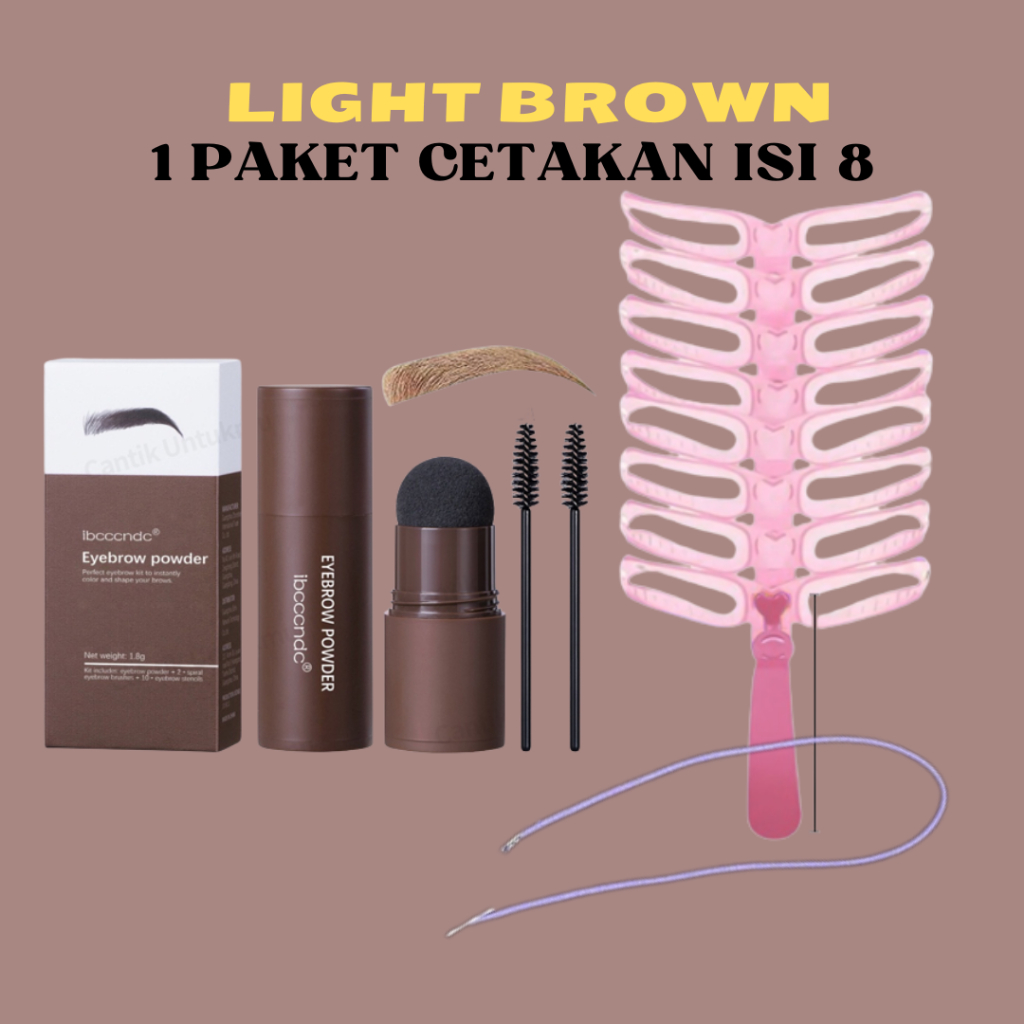 PAKET EYEBROW STAMP ALIS POWDER + CETAKAN ALIS 8 IN 1 DENGAN TALI ...
