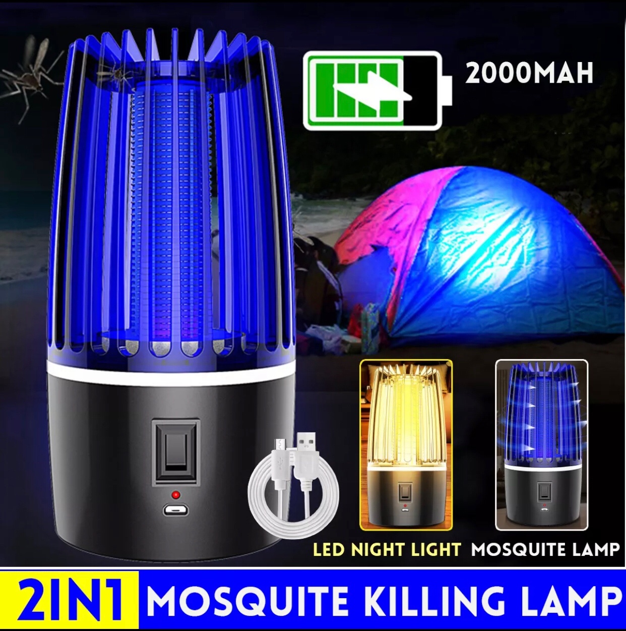 SG Ready Stock 2 in 1 USB Rechargeable LED Electric Shock Mosquito ...