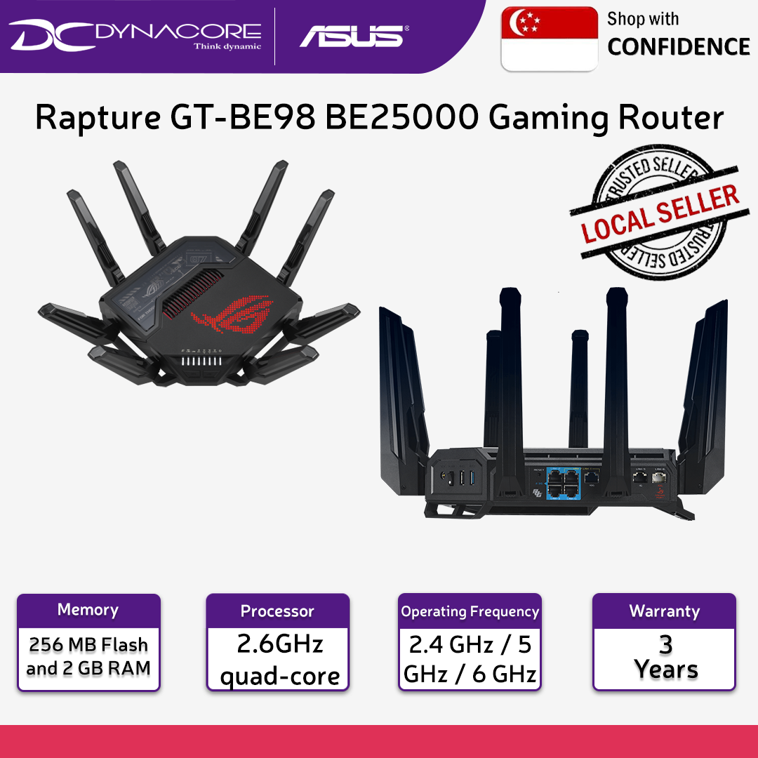 ASUS ROG Rapture GT-BE98 BE25000 Quad-band WiFi 7 (802.11be) Gaming ...
