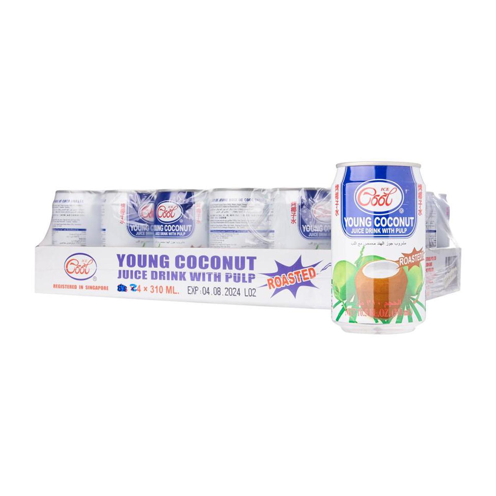 ICE COOL Roasted Young Coconut Juice With Pulp - Case (310ML X 24) | Lazada Singapore