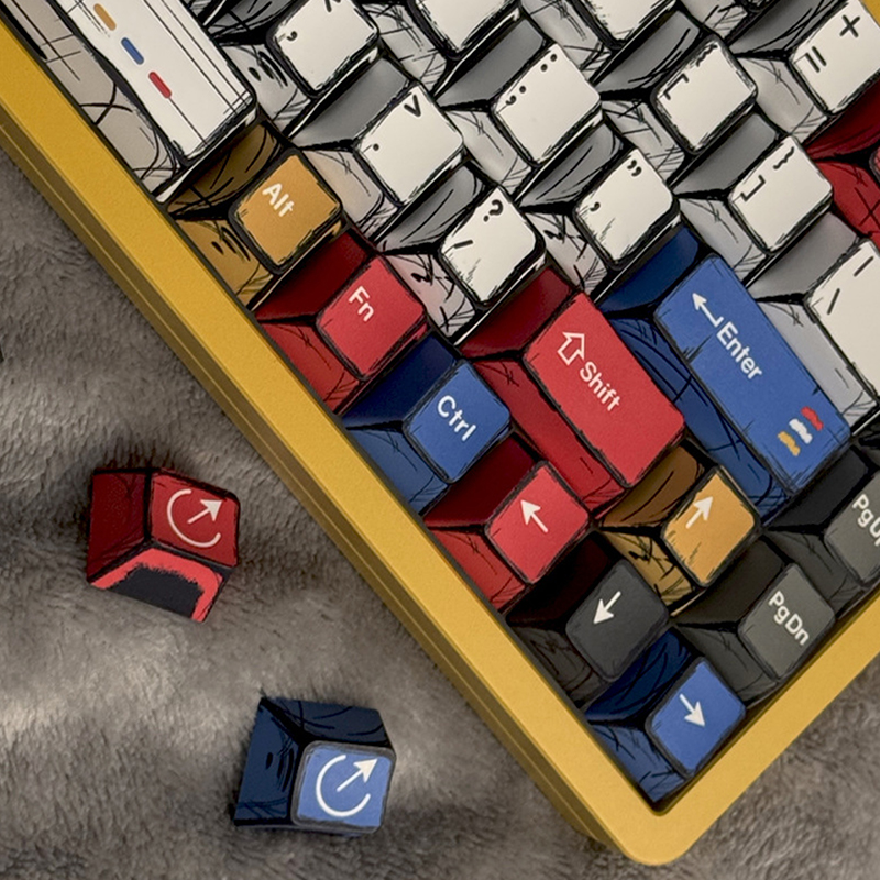 PBT Comic Style Keycaps Cherry Profile Complete Set 136 Keys Keycaps ...