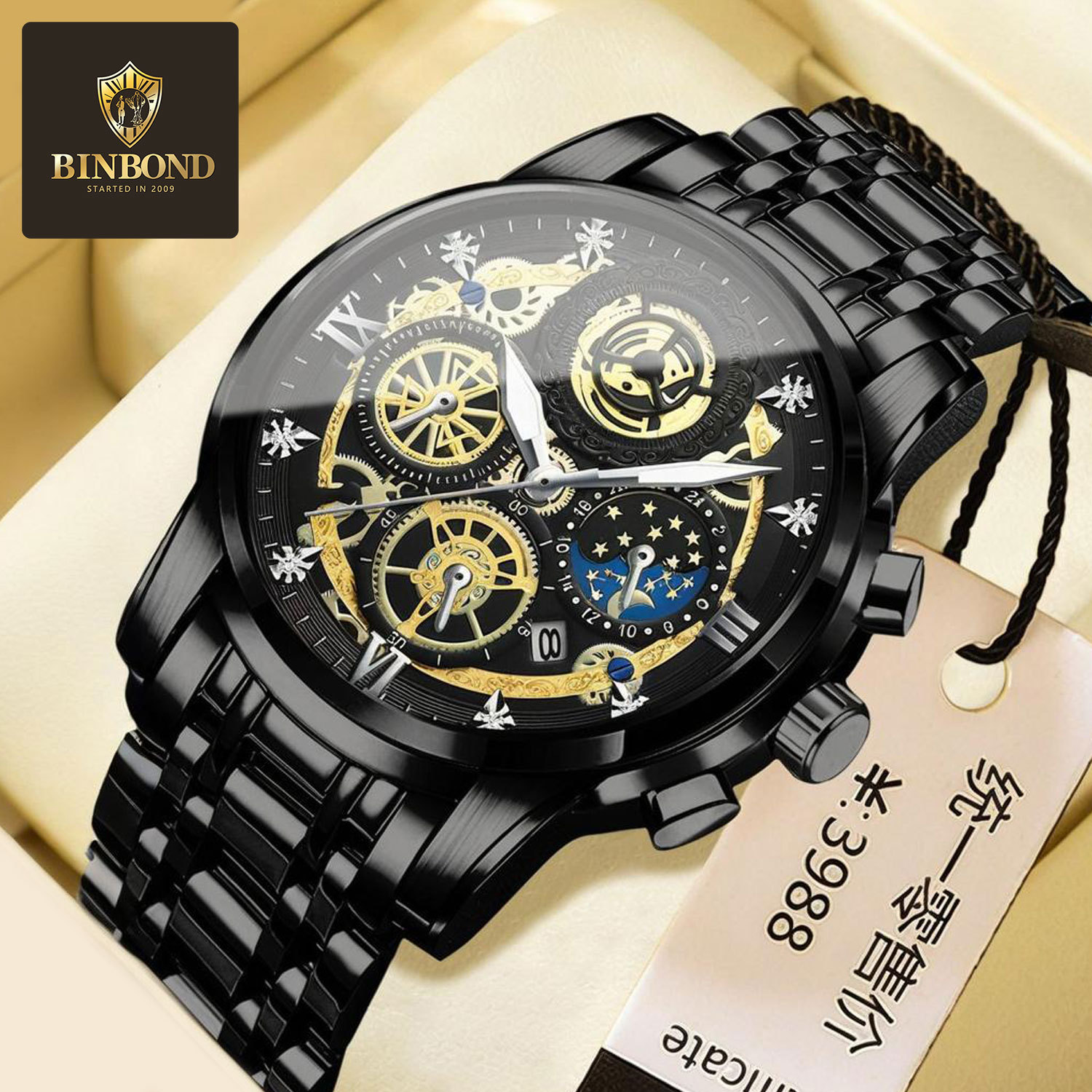 Binbang Foreign Trade specializes in men's quartz watches with hollowed ...
