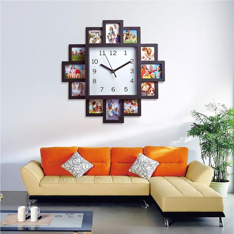 【Discount offer】16 Inch Photo Frame Fashion Clock Metal Photo Frame ...