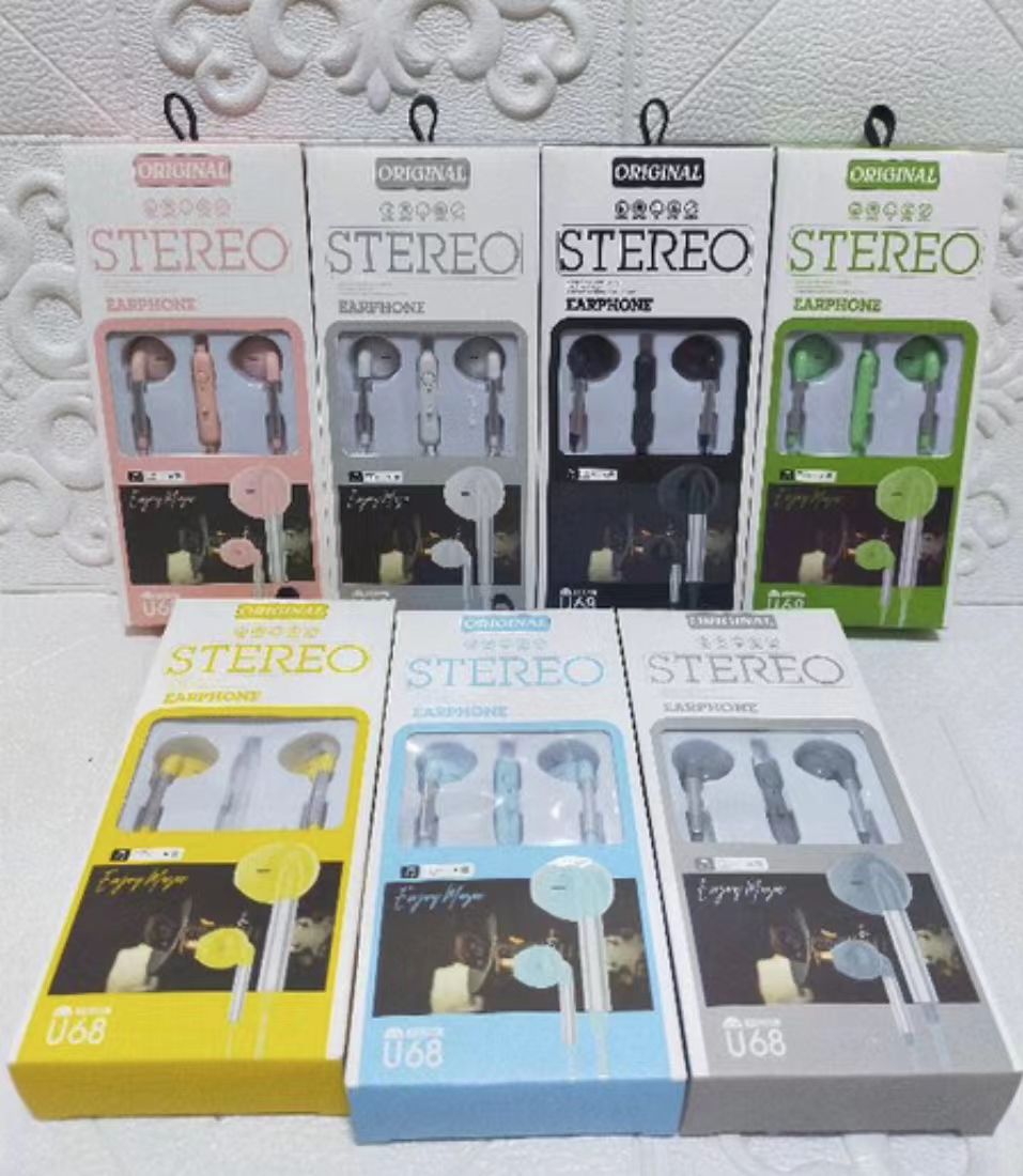 U68 Macaron Glossy Universal Earphone Stereo With Mic Headset | Lazada PH