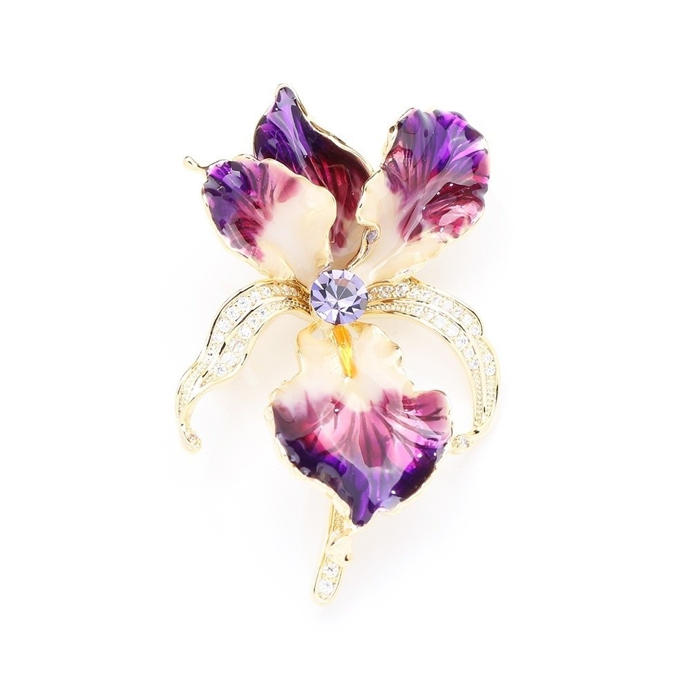 Jewelry Iris Flower Brooch Sparkling Lapel Pin Elegant Badge Suit ...