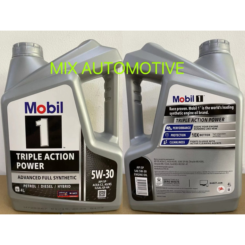 (ALL NEW) Mobil 1 Advance Triple Action Power 5W30 SP C2 A5B5 Fully Synthetic (4L) Engine Oil 5W ...
