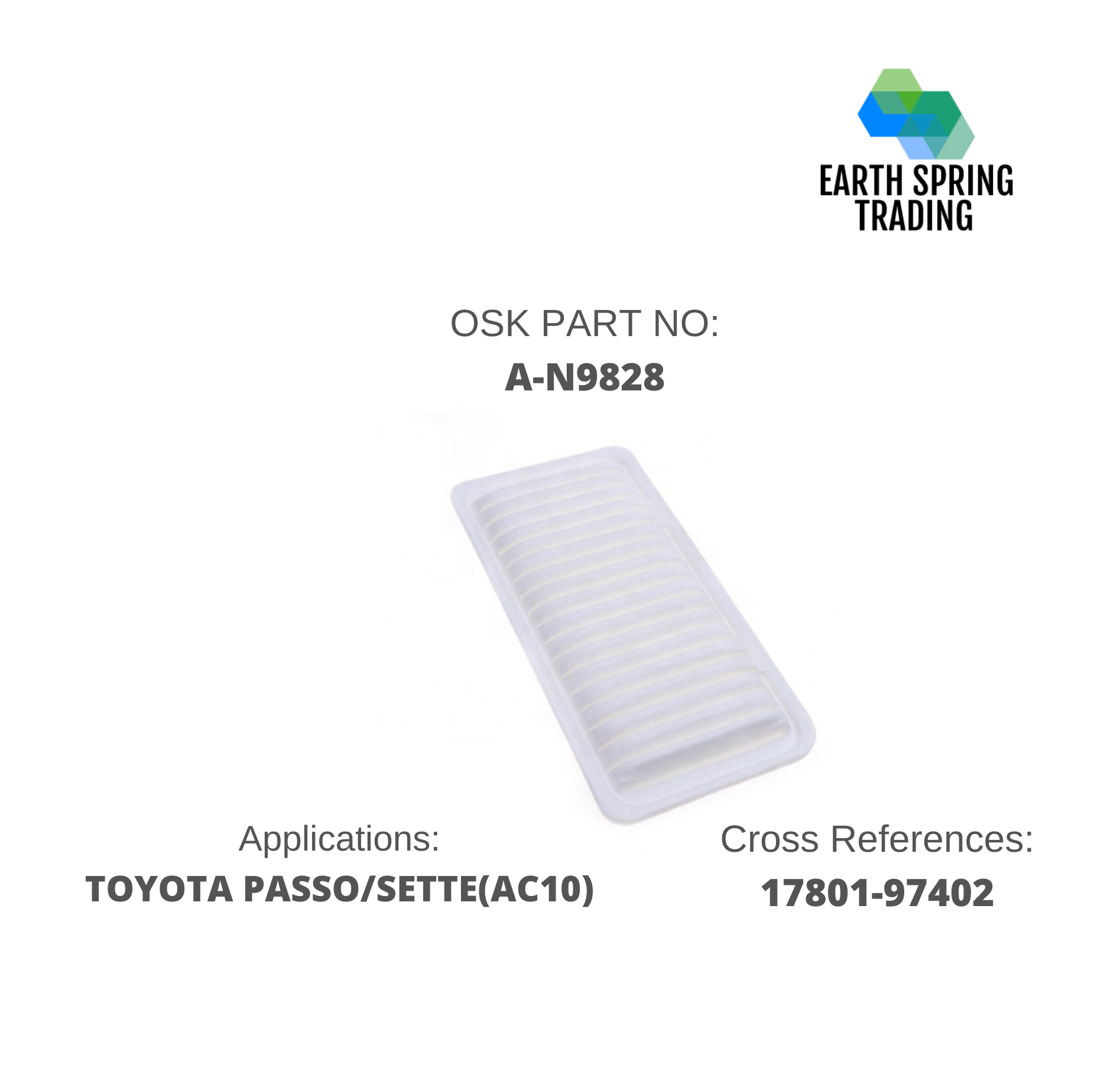 OSK AIR FILTER for TOYOTA PASSO/SETTE(AC10) 17801-97402 | Lazada