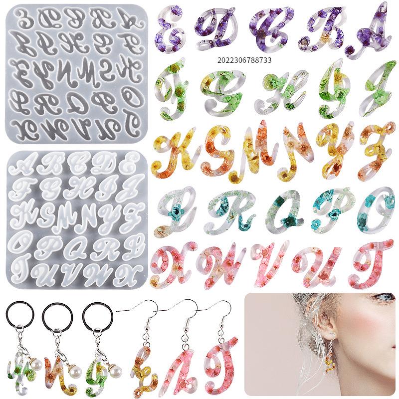 Letter Number Epoxy Resin Silicone Mold Diy Keychain Earring Pendant ...