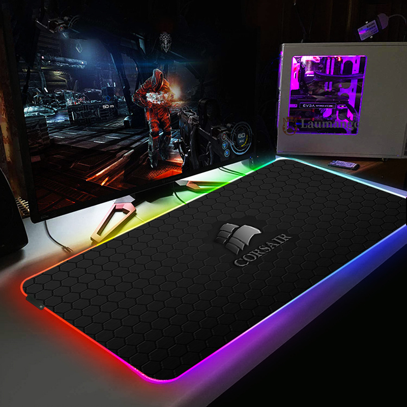 【New Arrivals】Corsair LOGO Mouse Pad RGB LED Arrive Backlight LED Lock ...
