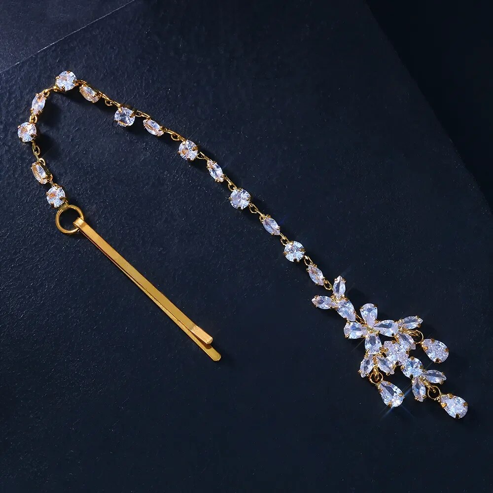 XSBODY Exquisite Zircon Forehead Chain Bride Hair Pin for Women Wedding ...