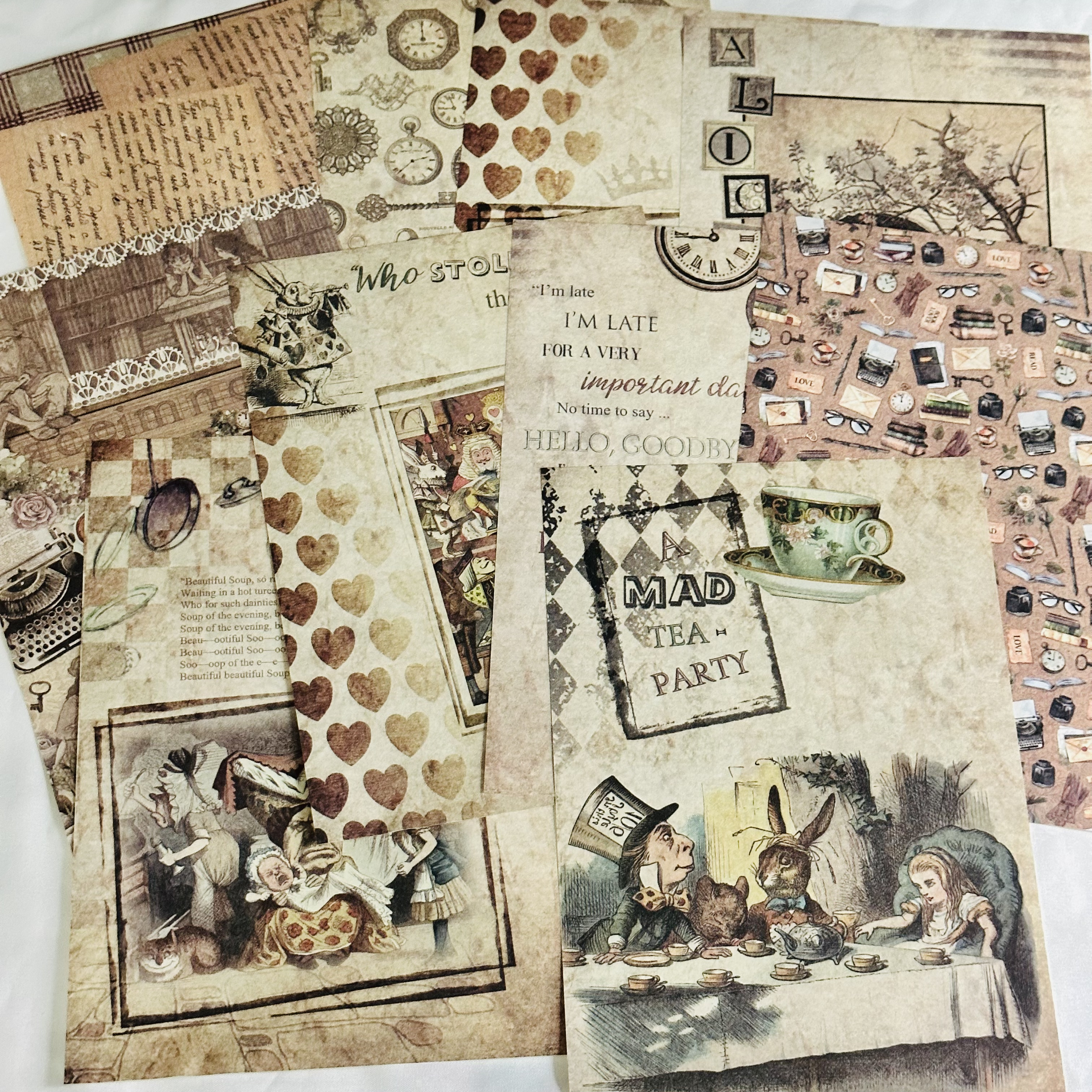 Vintage Old Time Theme Material Paper Diy Scrapbook Backing Collage ...