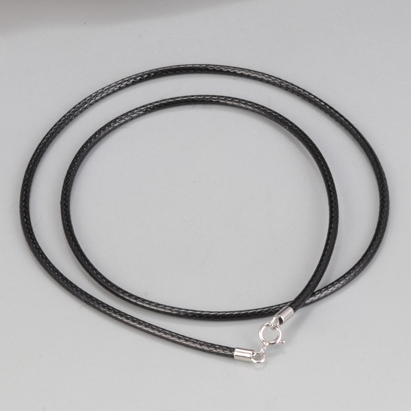 【Fashion-forward】Buckle Black Leather Rope Pendant Necklace Wax Rope ...