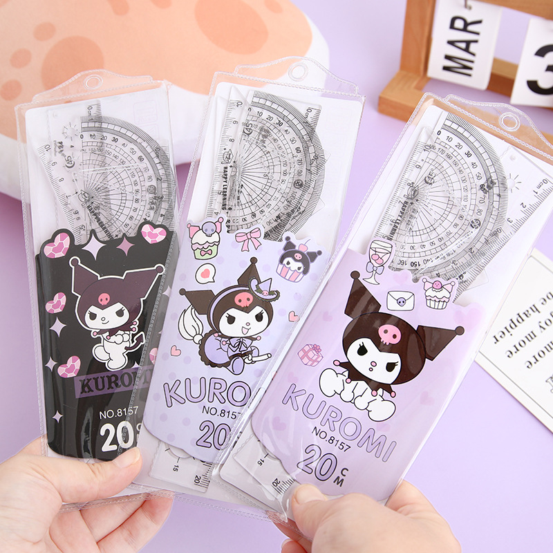 cute Cartoon Set Ruler Sanrio Kuromi Triangle Plate Four Piece Set ...