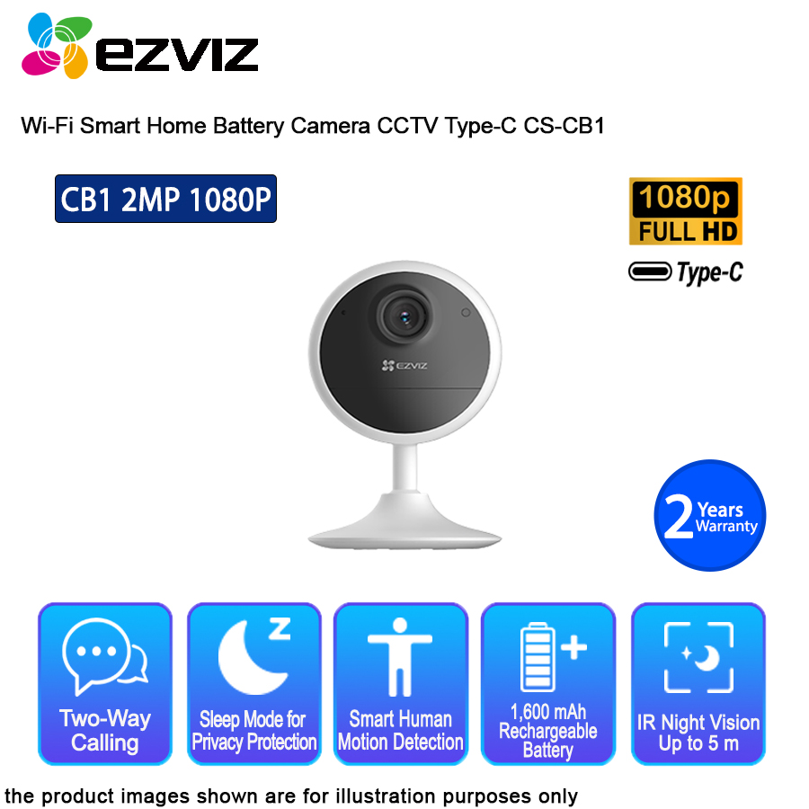 EZVIZ CB1 2MP 1080P Wi-Fi Smart Home Battery Camera CCTV Type-C CS-CB1 ...