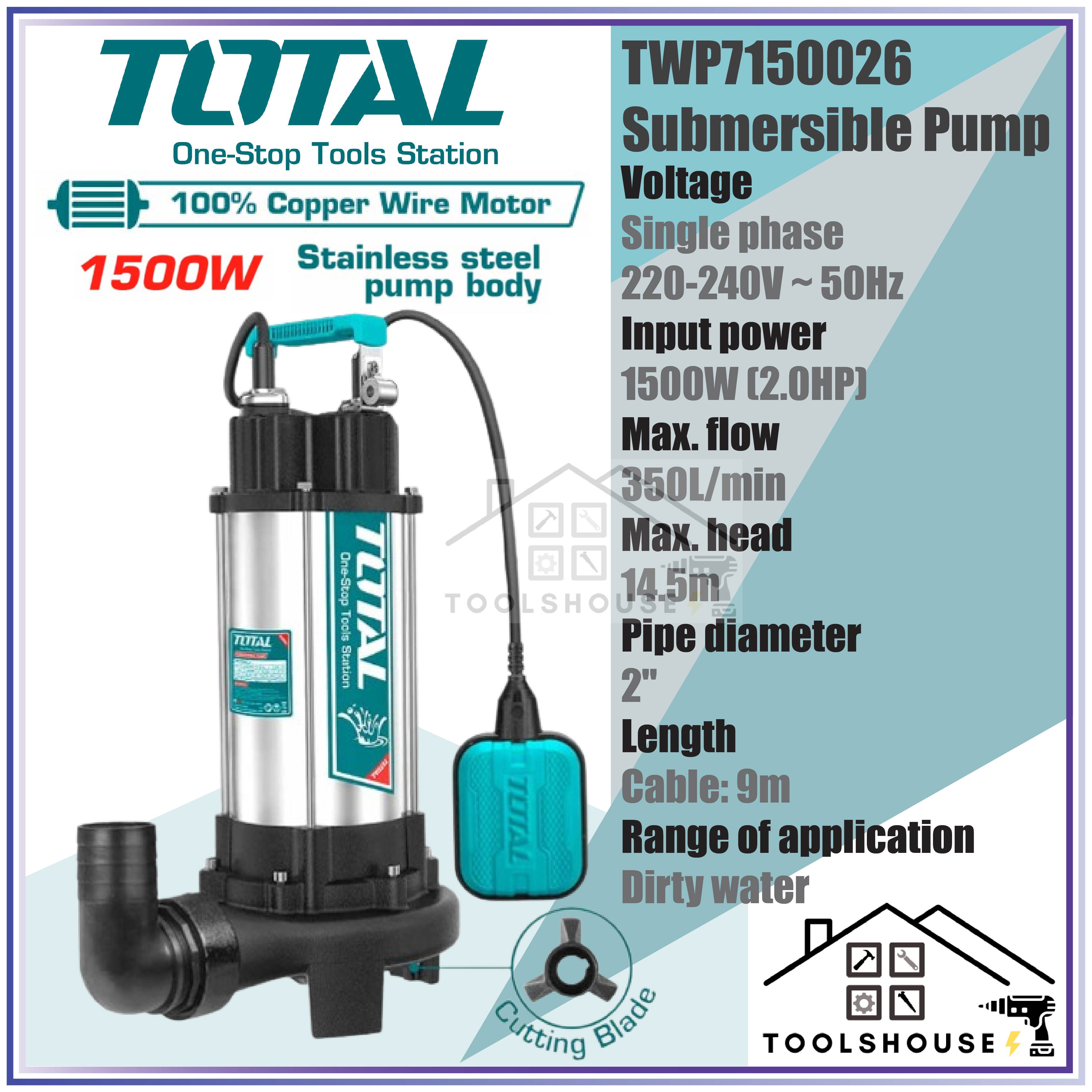 Total TWP7150026 Submersible Pump 潜水泵 1500W (2.0HP) | Lazada
