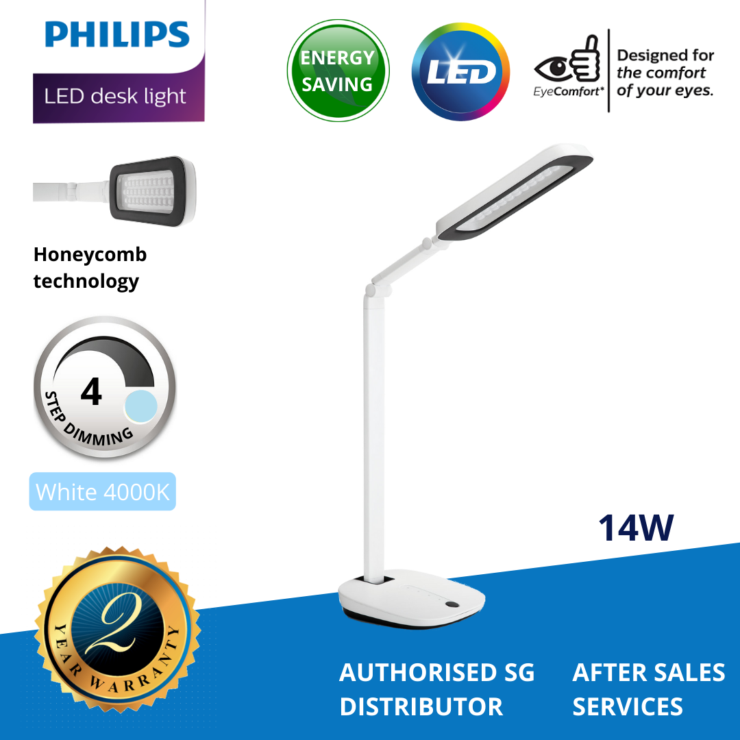 Philips RobotPlus DSK601 14W 40K White LED Desk Lamp with Honeycomb ...