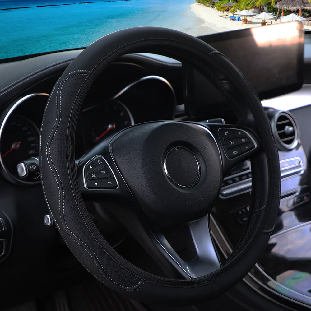 A PU stereo hand sports car without inner rim steering wheel cover fits ...