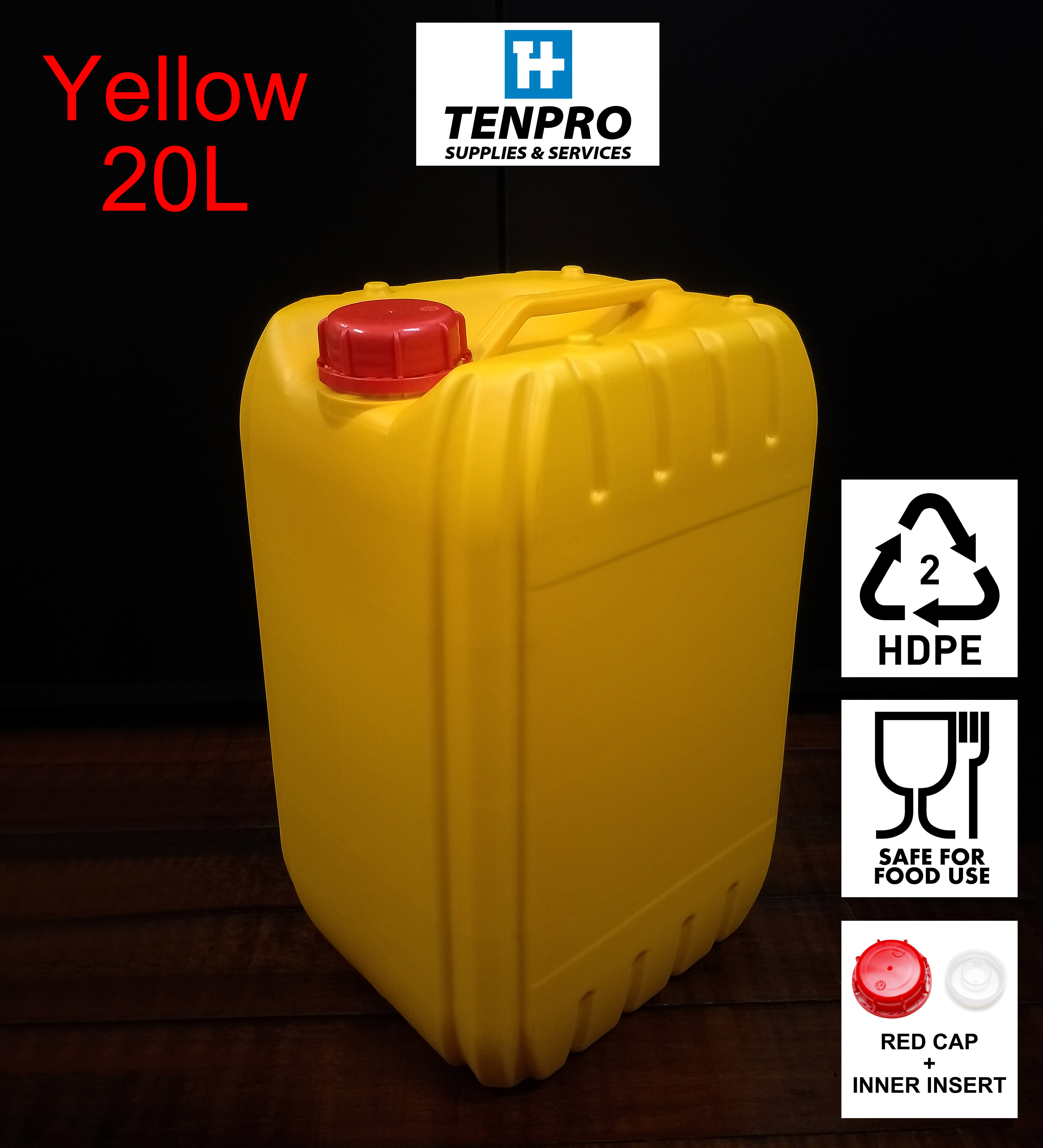[NEW] Yellow 20L 20 Liter Jerry Can / Plastic Bottle / HDPE Container ...