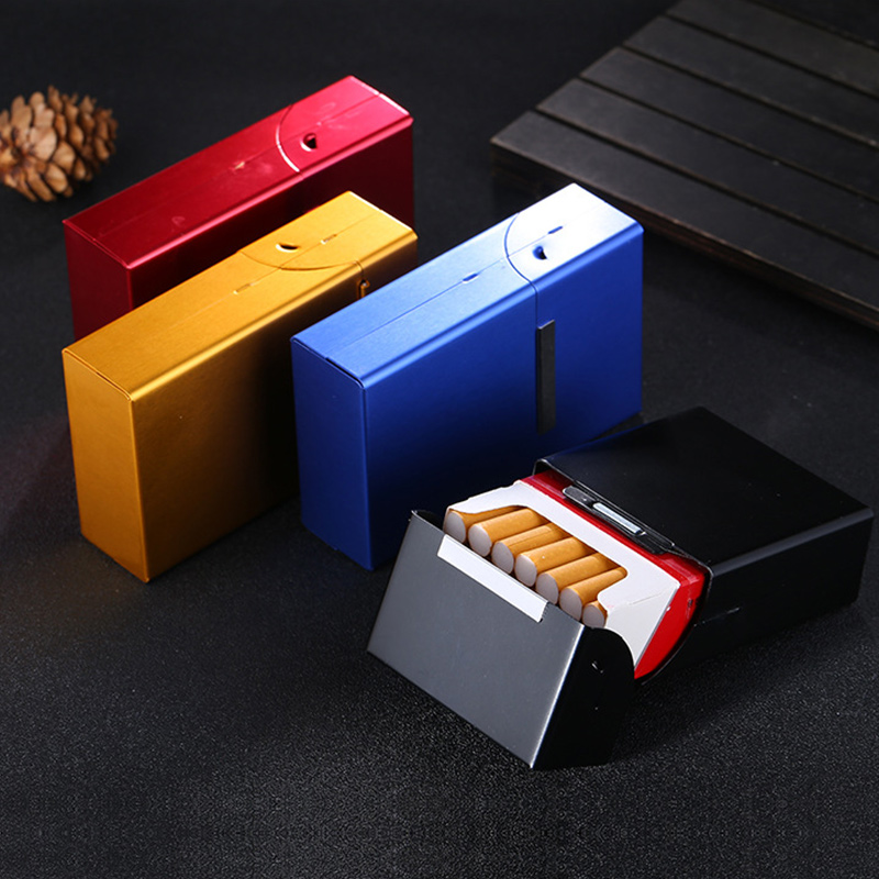 Magnetic Cigarettes Aluminum Cigarette Case Cigar Tobacco Holder Pocket ...