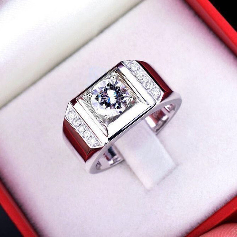 Imitation Moissanite Zircon Ring Men's 1 karat Diamond Ring Youbai ...