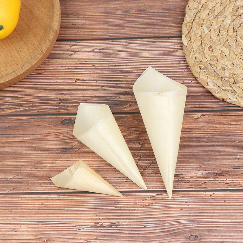 50pcs Disposable Wood Appetizer Cones Ice Cream Cone Cups Party Candy ...