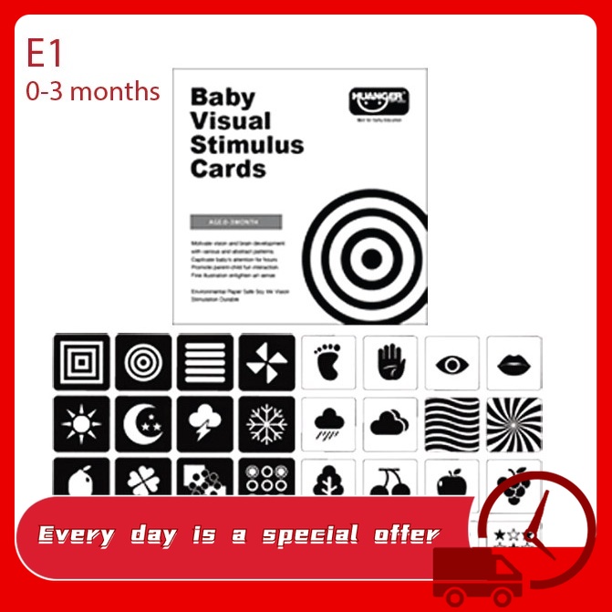 Baby Books Newborn Baby Flash Card Visual Stimulation Cards Black White ...