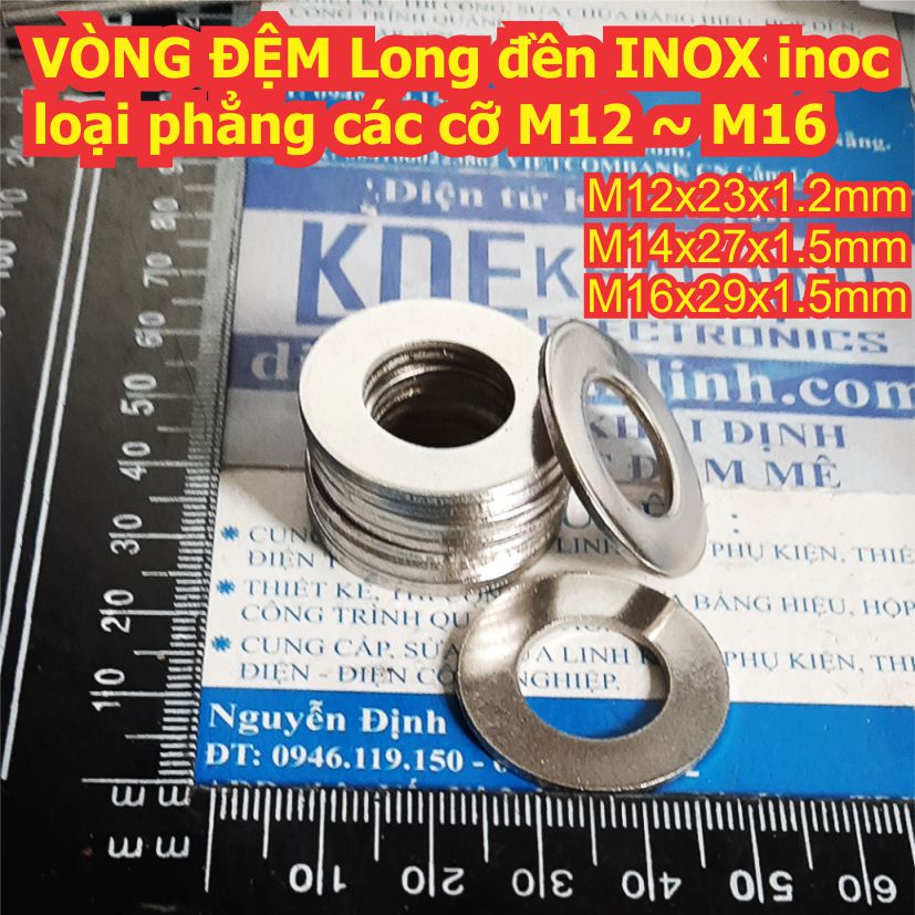 Combo 20 Con Long đền Vênh Inox Các Loại M4 M5 M6 M8 Chất Inox 201