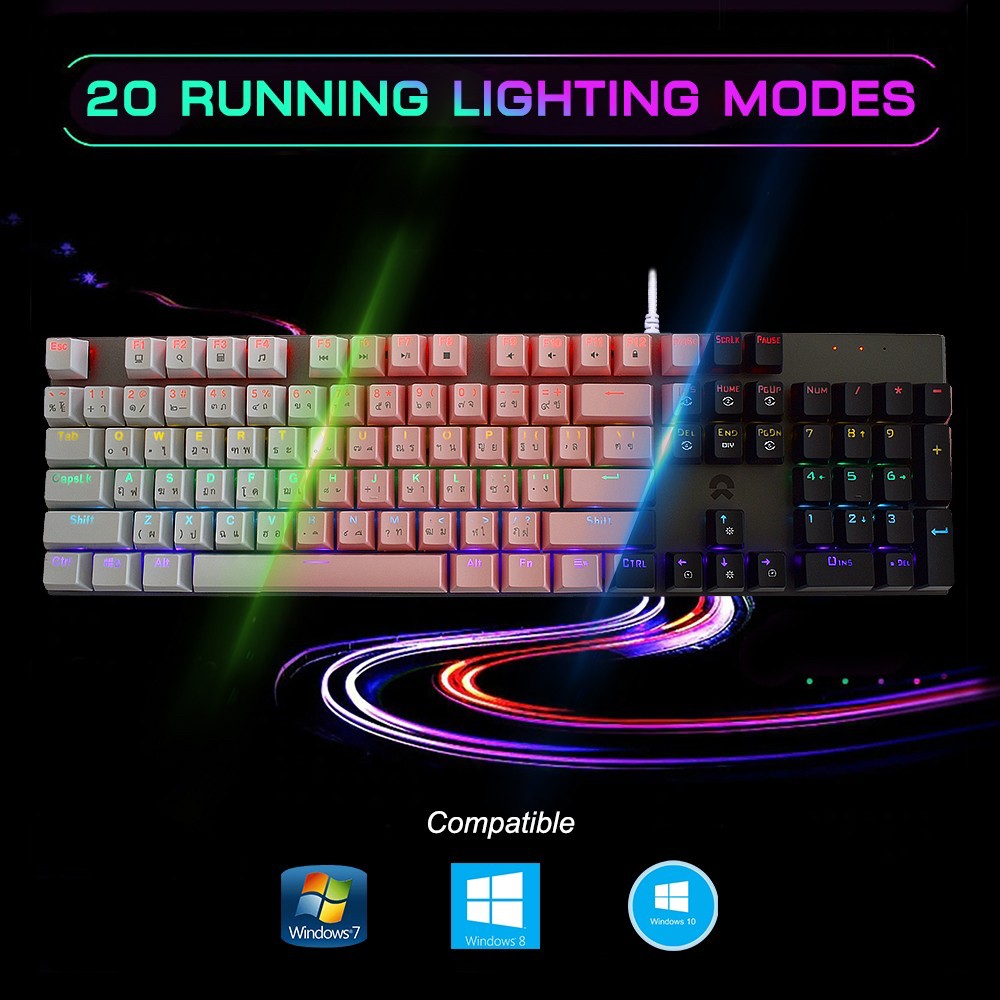 คีบอร์ด OKER K428 K458 Mixed Backlit Keyboard Gaming คีบอร์ดเกมมิ่ง ...