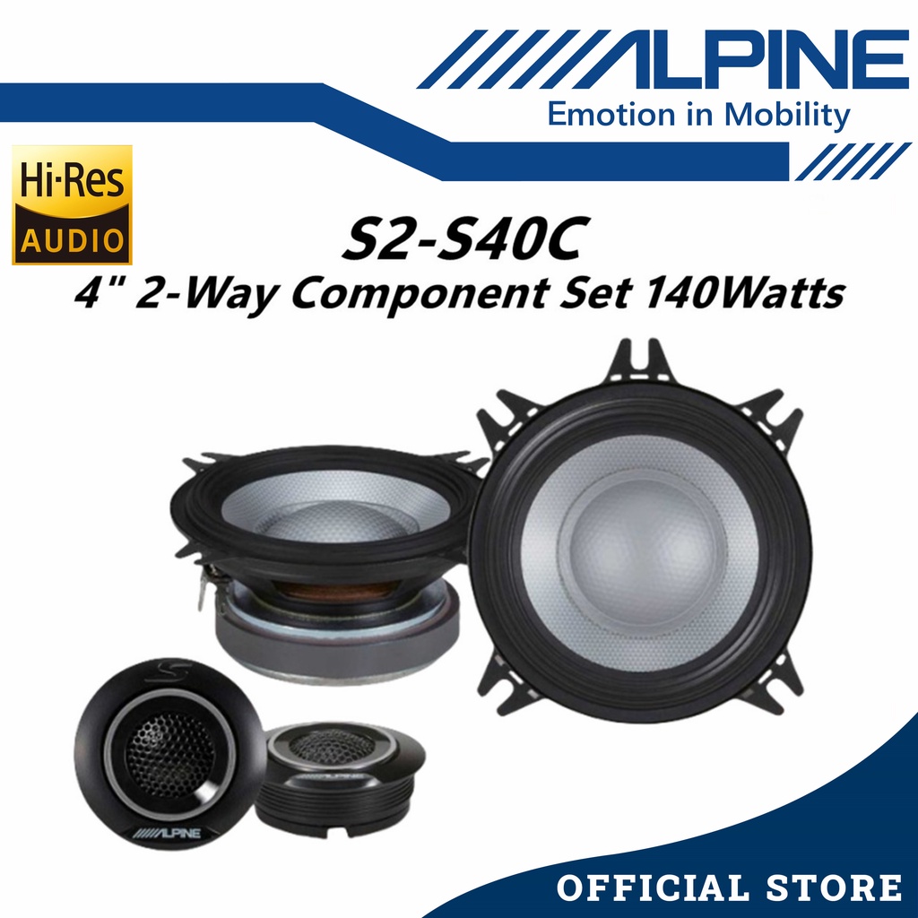 Alpine 4 Inch Component Hi-Res Component Set 2 Way Car Speaker With ...