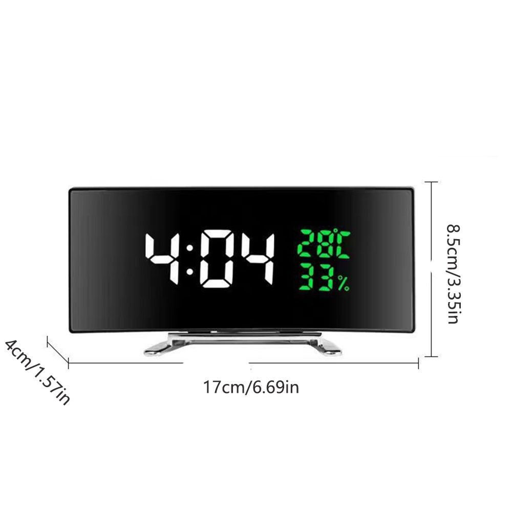 Multi-function Curved Screen Digital Alarm Clock Temperature Humidity Large Table Clock Large ...