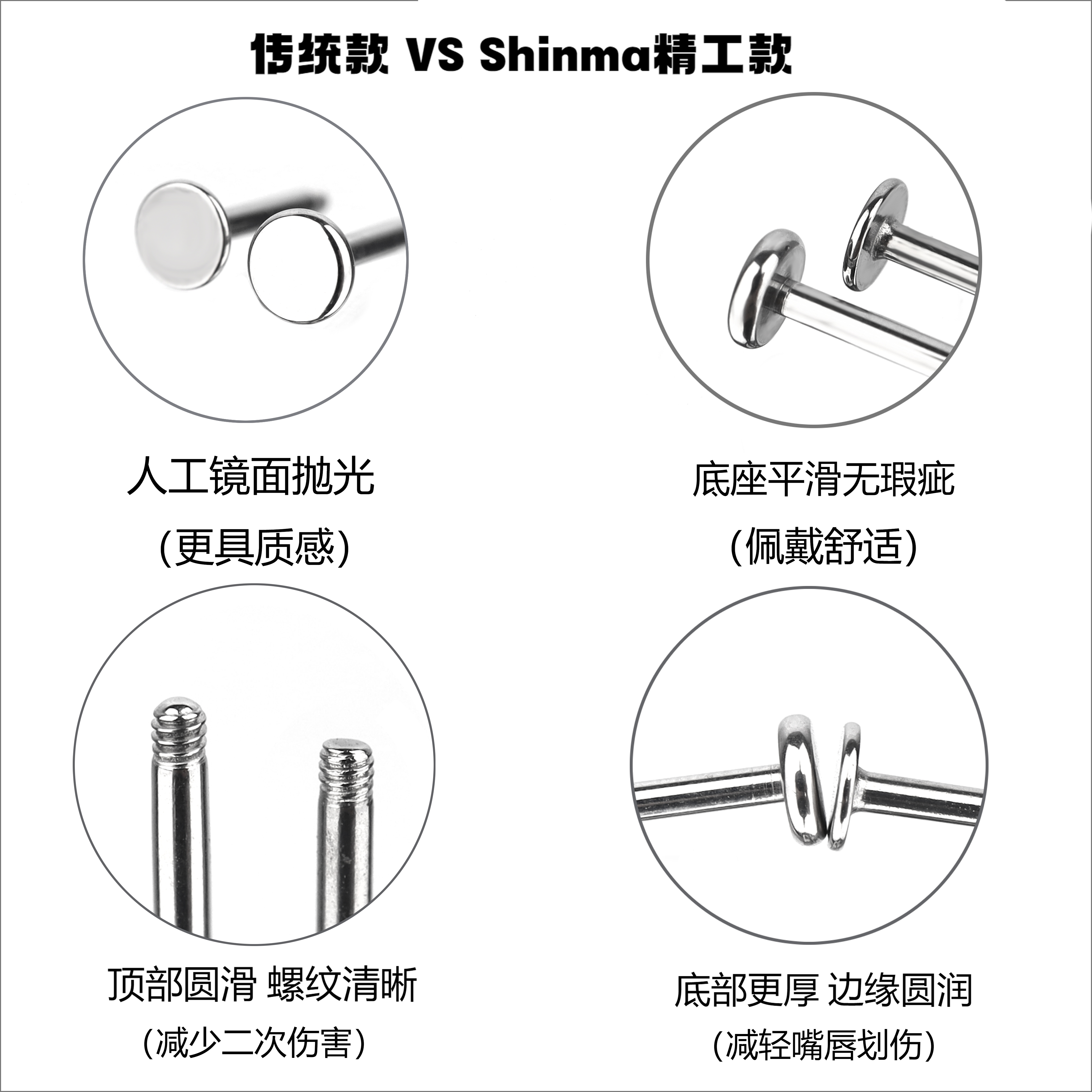 【Essential Good Item】Shinma 316L Medical Titanium Steel Lip Nail Ear ...