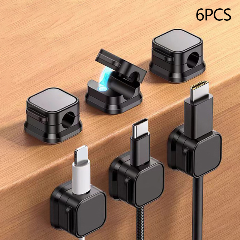 6PCS Black Magnetic Cable Management Clips Multi-Colored Cord Organizer ...