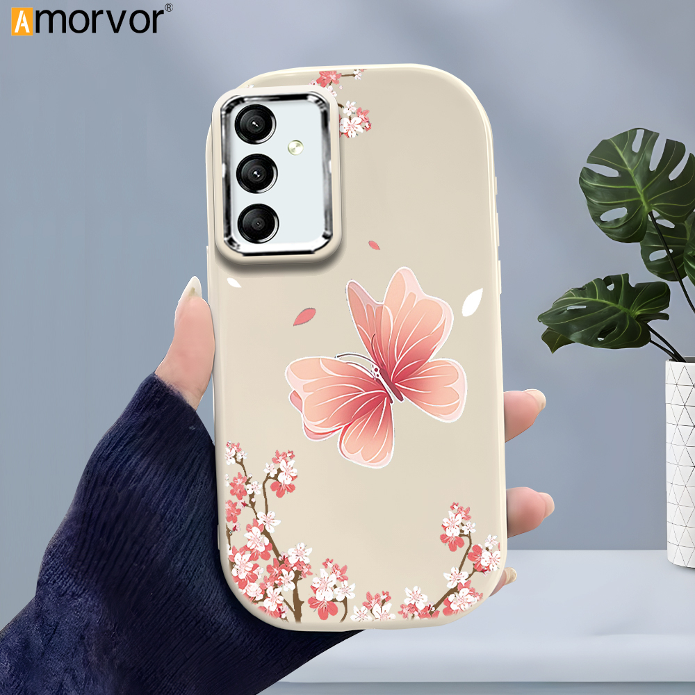 AMORVOR Case for Samsung A24 4G Cute Beautiful Pink Butterfly Back ...