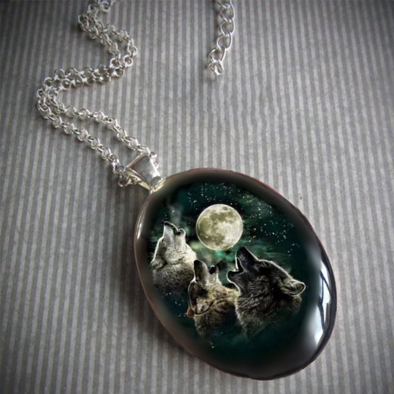 【Mega Sale】temu Creative Drop Pendant Jungle Beast Whooping Moon Wolf ...