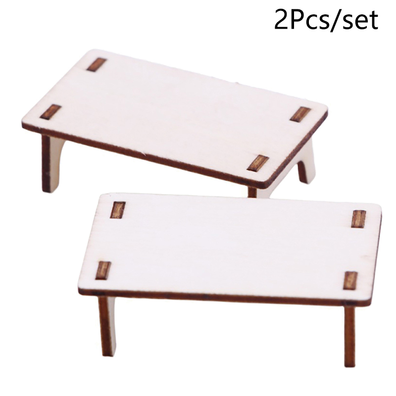 2Pcs 1:12 Dollhouse Miniature Table Splice Desk Stool Furniture Home ...