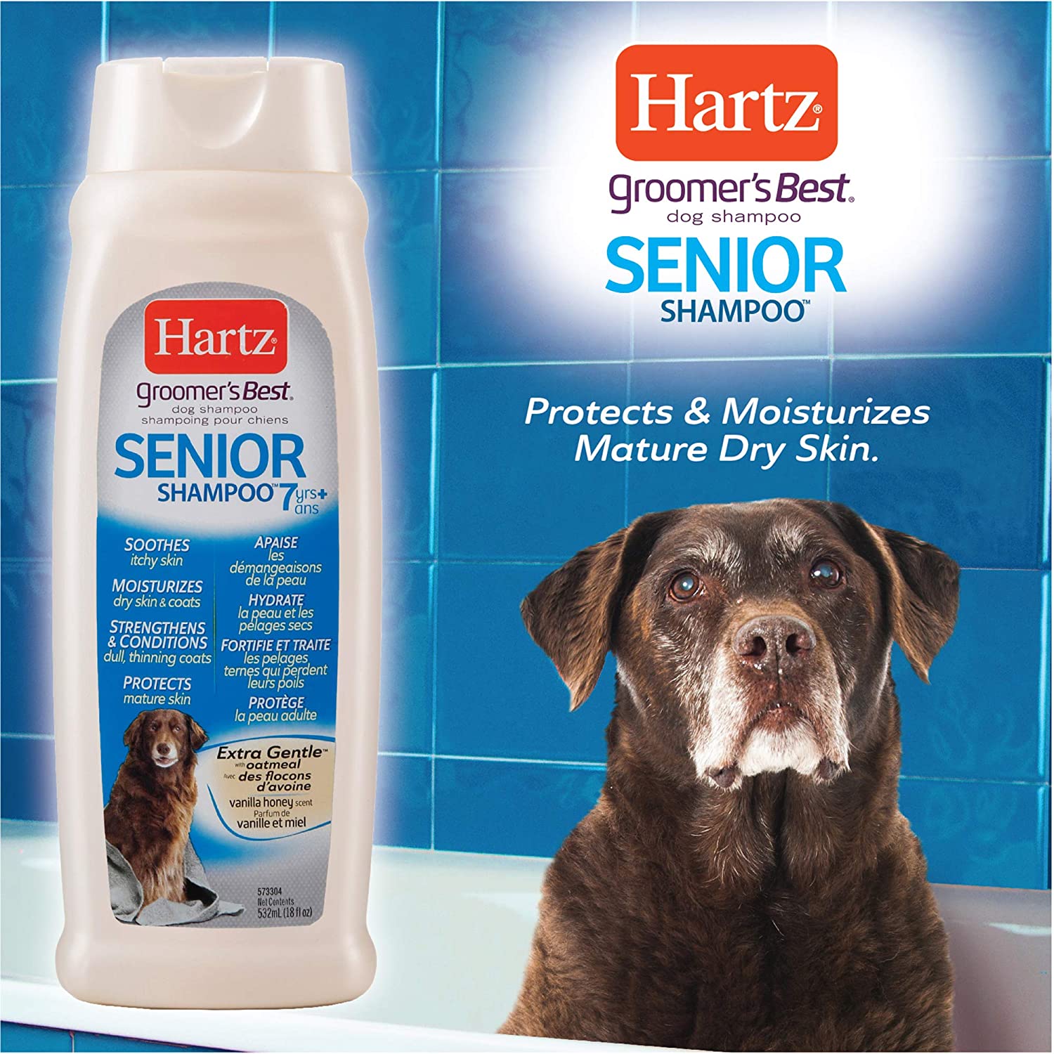 Hartz Senior Shampoo 7yrs+ Extra Gentle with Oatmeal Dog Shampoo ...