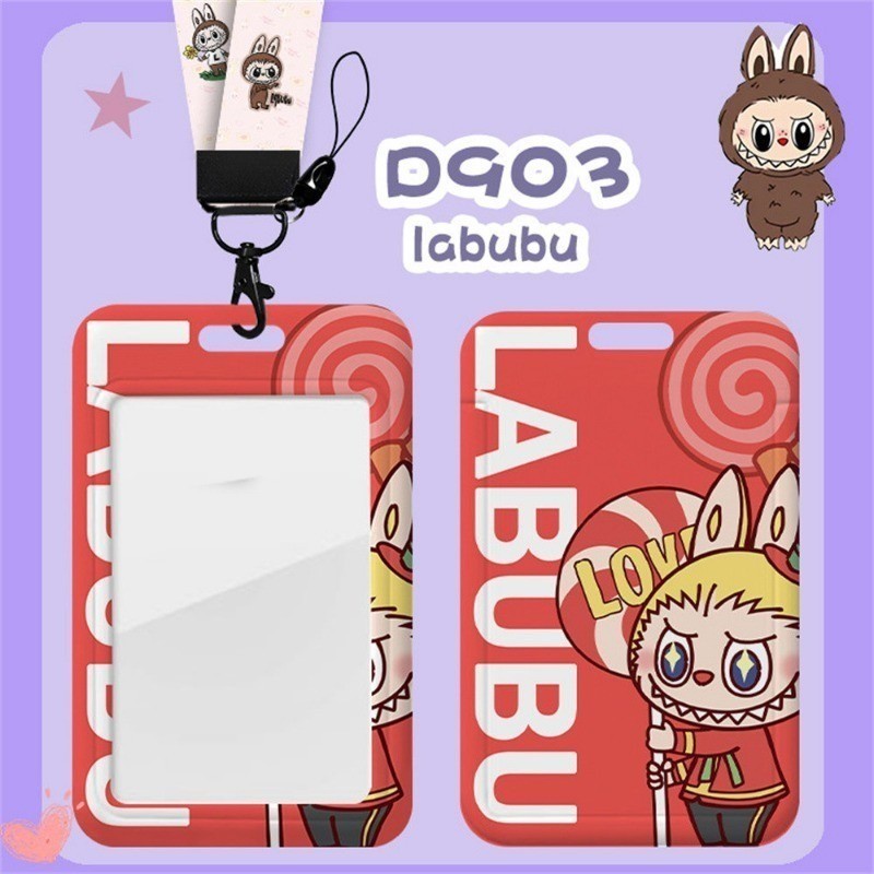 Labubu The Monsters น่ารัก Lanyard สําหรับคีย์ฝาครอบบัตรเครดิต Pass ...