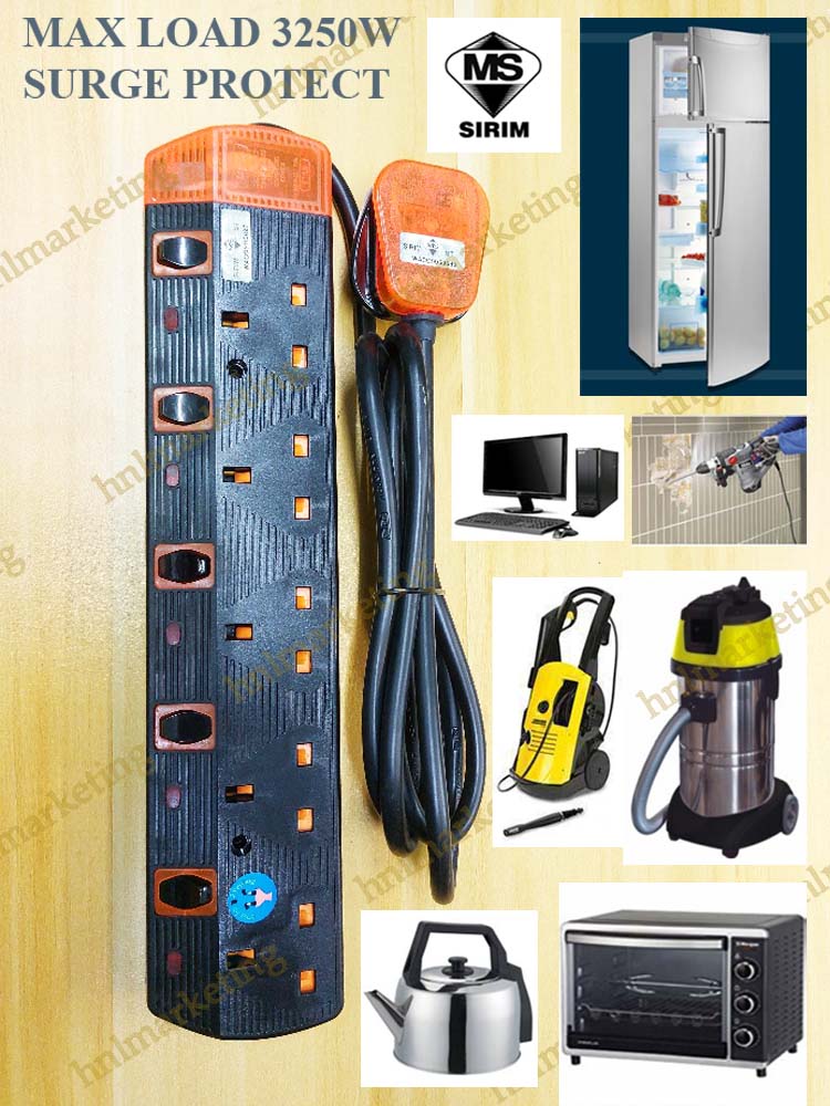 Heavy Duty 5 Way Trailing Socket Extension Cable 2m 3m 5m Extension Cord Sirim Lazada