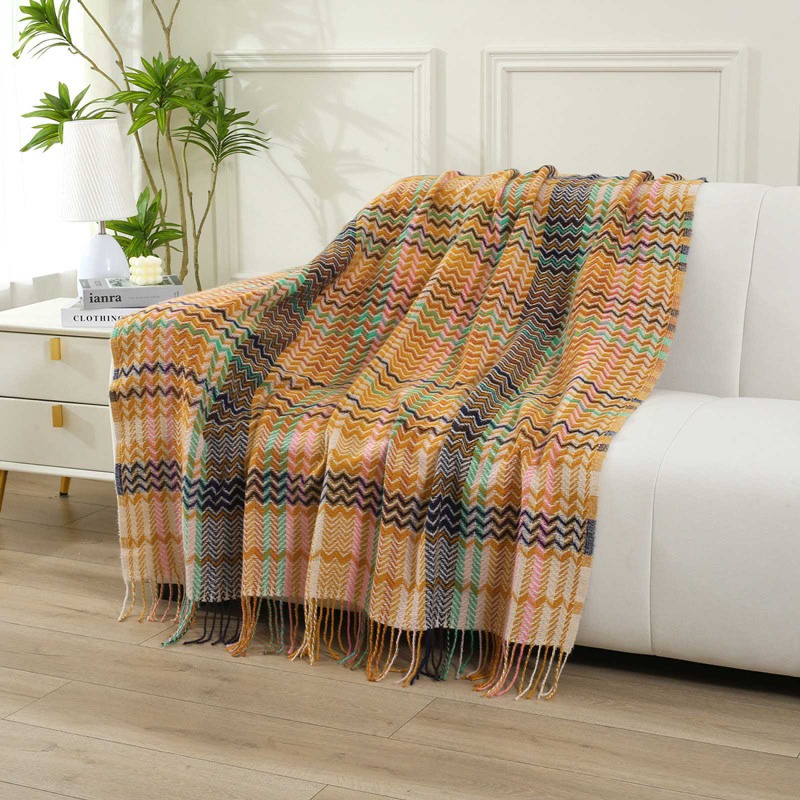 New Bohemian Bed Blanket Wavy Streak Colourful Sofa Cover Home Decor ...