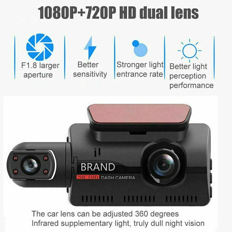 Dual Lens Dash Cam Car DVR Front and Inside Camera Video Driving ...