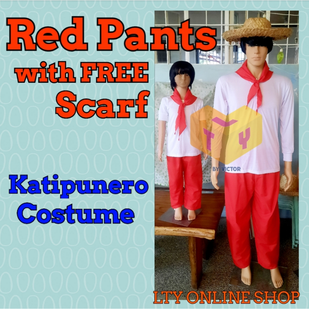 RED PANTS w/FREE Scarf KATIPUNERO / MAGSASAKA COSTUME KIDS - ADULT BUWAN NG WIKA | Lazada PH