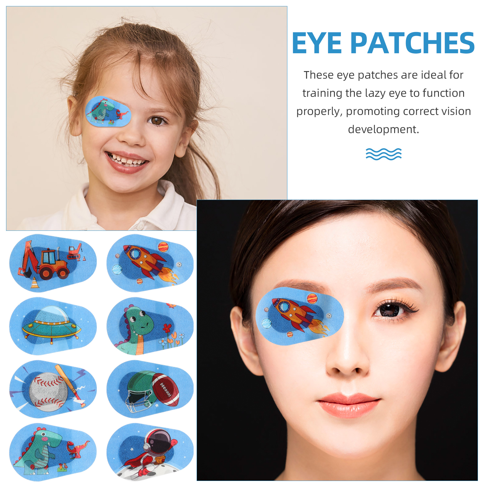 fashion 24 Pcs Blindfold Glasses Patches for Boys Kid Single Eye Mask ...