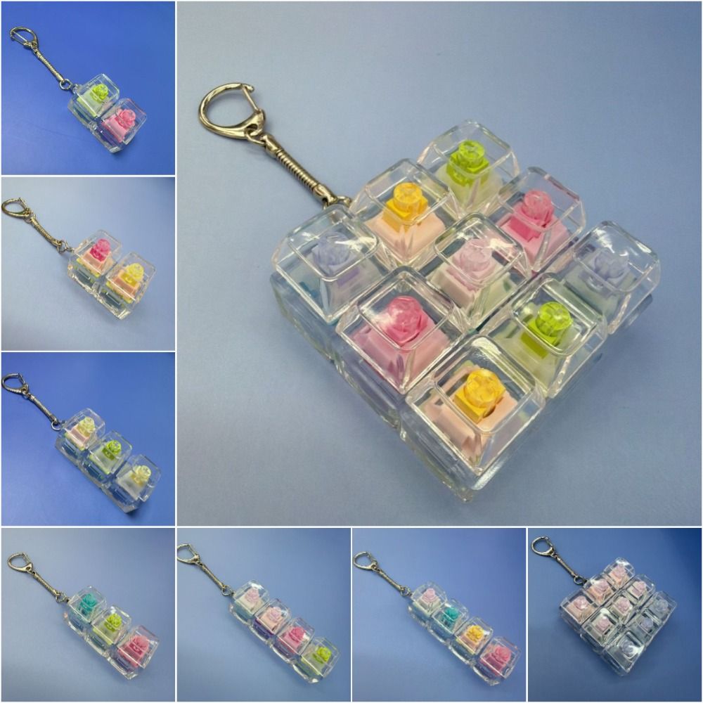 New 1/2/3/4/9 Keys Keyboard Keychain Key Button Transparent Finger Toy ...