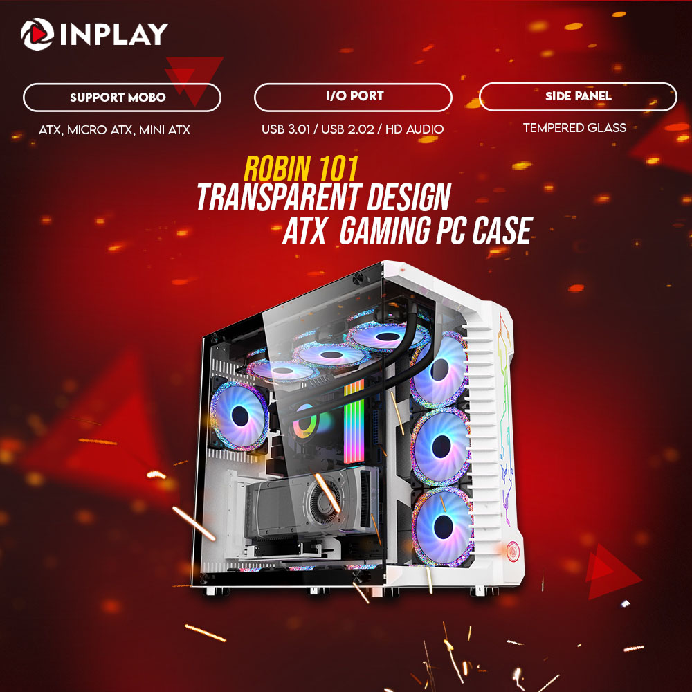 Inplay Robin 101 | White | White Transparent Design ATX Gaming Case ...