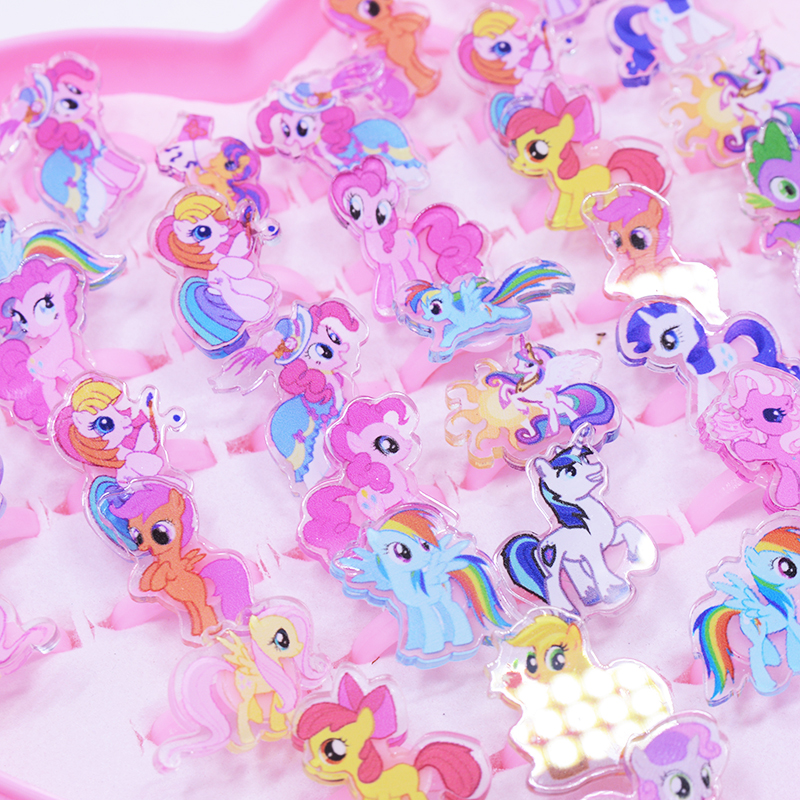 10/20Pcs MINISO Cartoon Animal unicorn My Little Pony Rings Acrylic ...