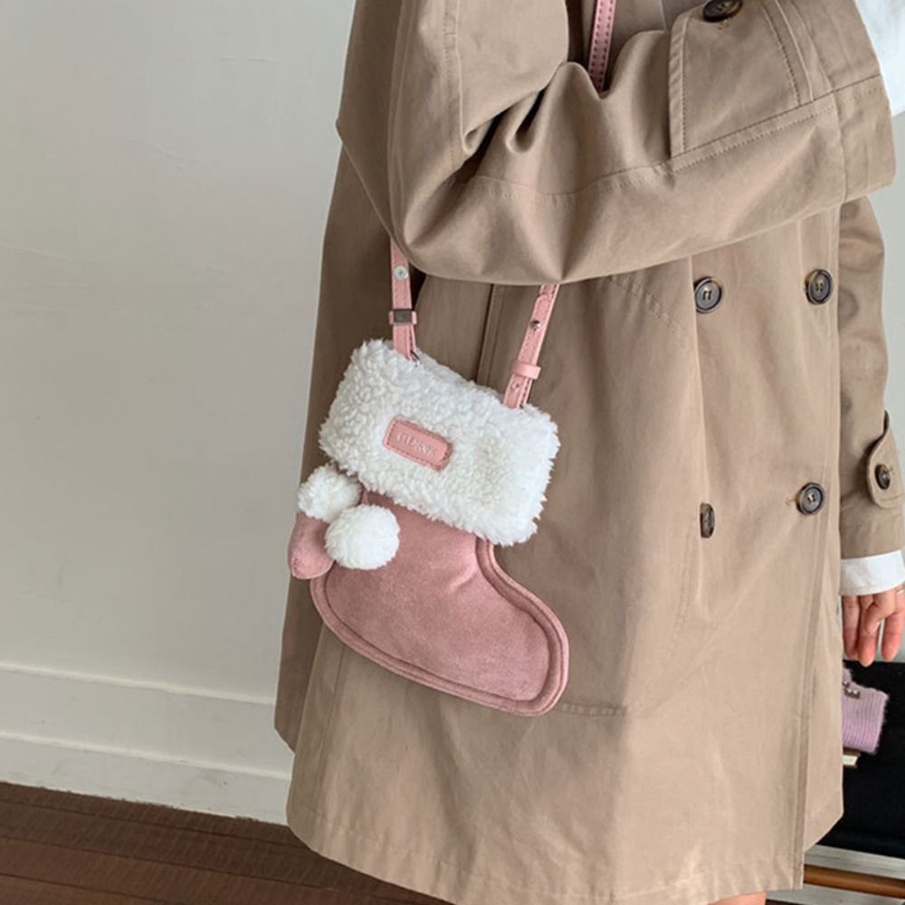 Cute Suede Crossbody Bag Cartoon Lamb Wool Lamb Fur Boot Bag Casual ...